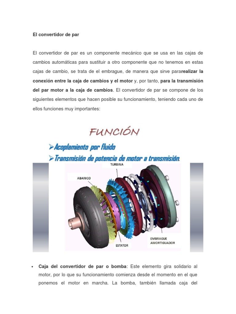 El Convertidor de Par | PDF | Transmisión (Mecánica) | Esfuerzo de torsión