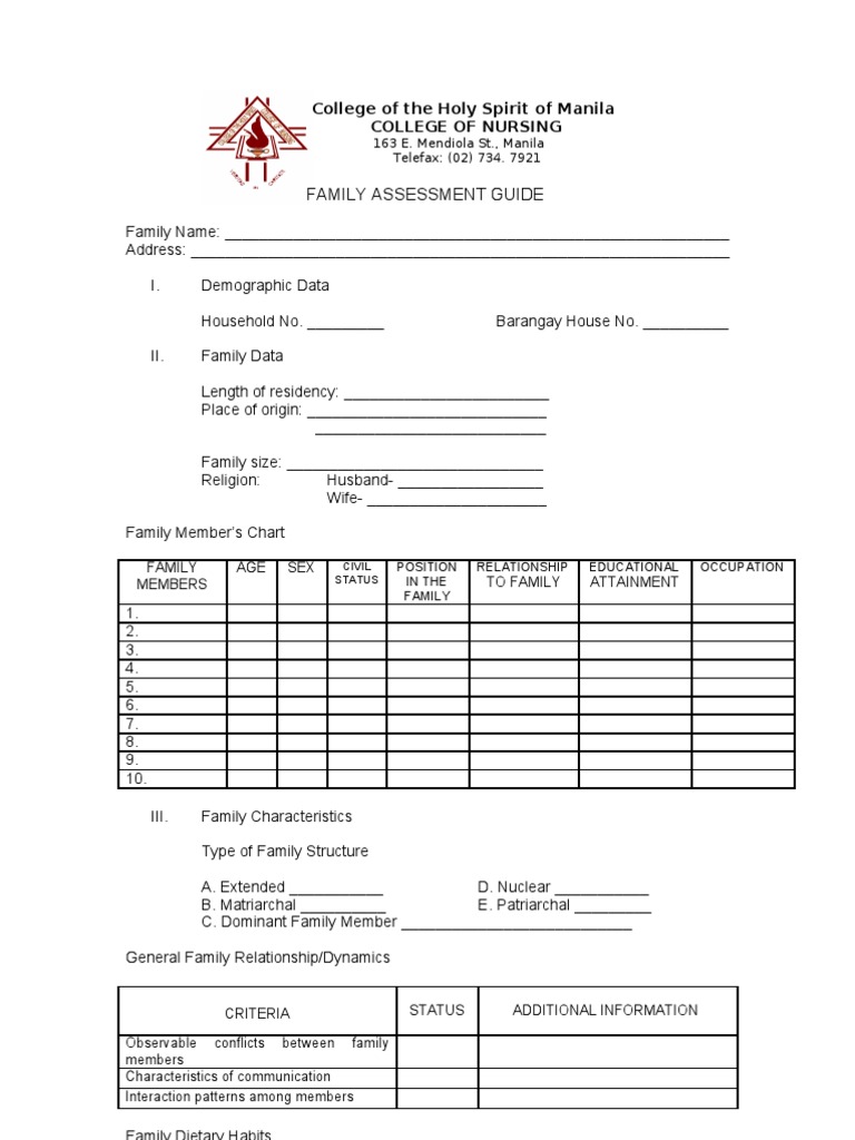 Family Assessment Guide | PDF | Community | Nursing