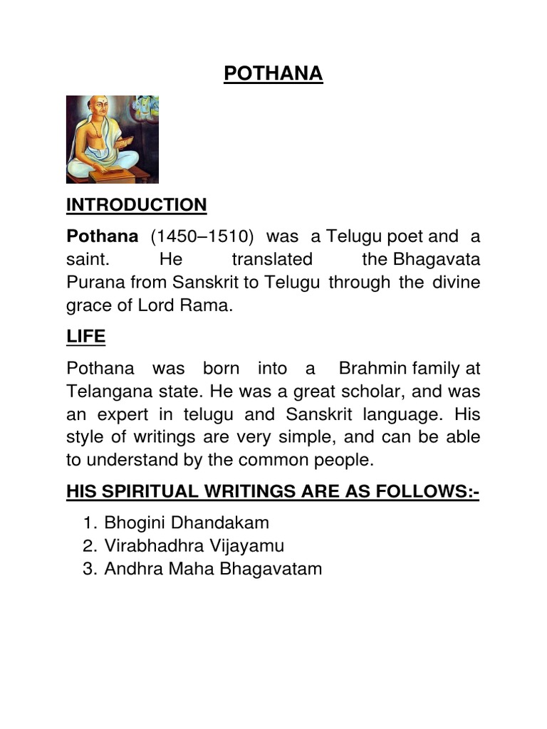 Pothana: Life and Spiritual Legacy | PDF | Religion & Spirituality