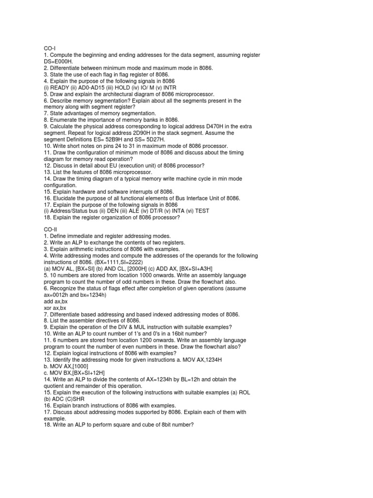 MP Imp Questions | Download Free PDF | Microprocessor | Central Processing Unit