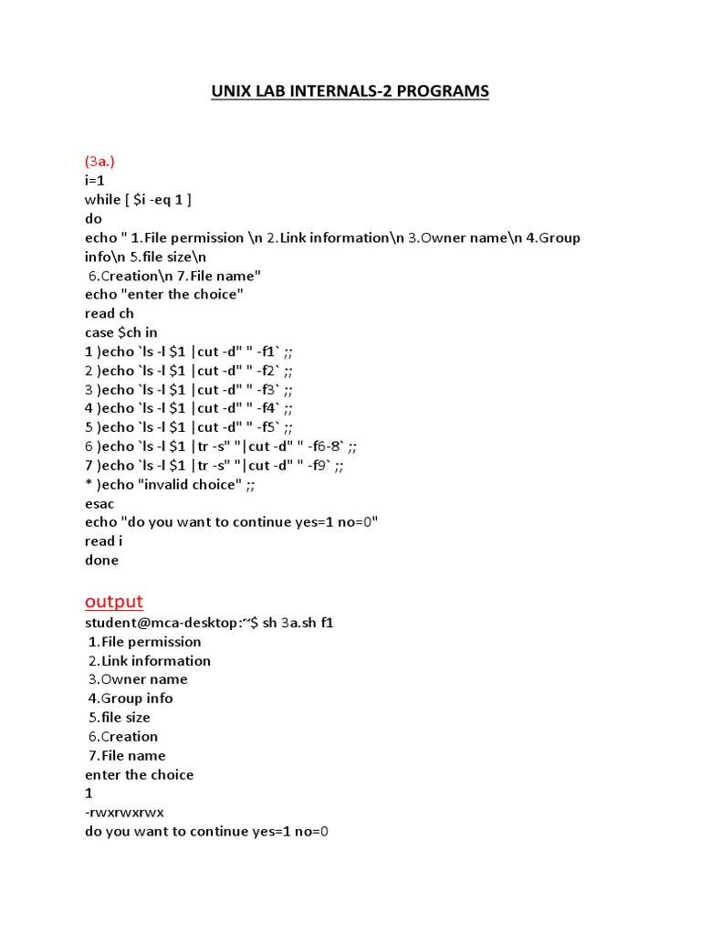 Unix Lab Programs | PDF | Utility Software | Operating System Technology Unix Lab Programs | PDF | Utility Software | Operating System Technology