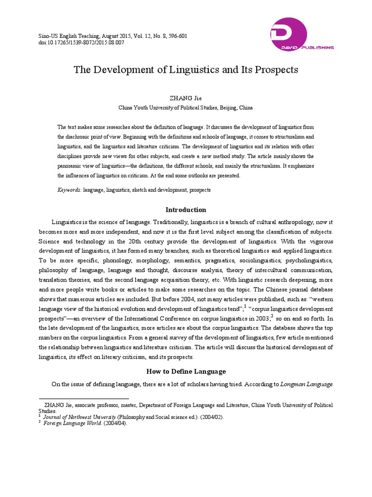 Linguistics: Development and Future Prospects | PDF | Linguistics ...