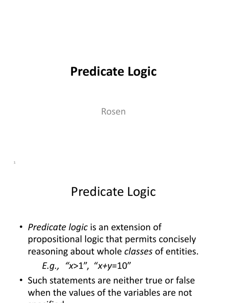 Predicate Logic: Rosen | PDF | Theoretical Computer Science | Logic