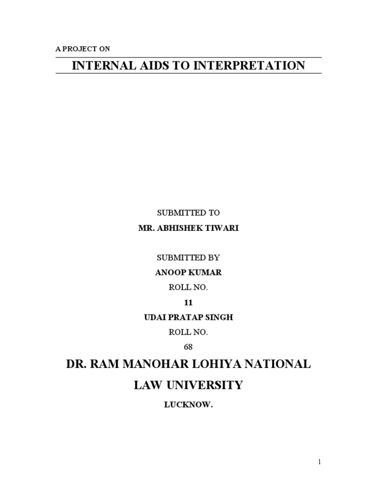 Internal Aids to Interpretation | PDF | Statutory Interpretation ...