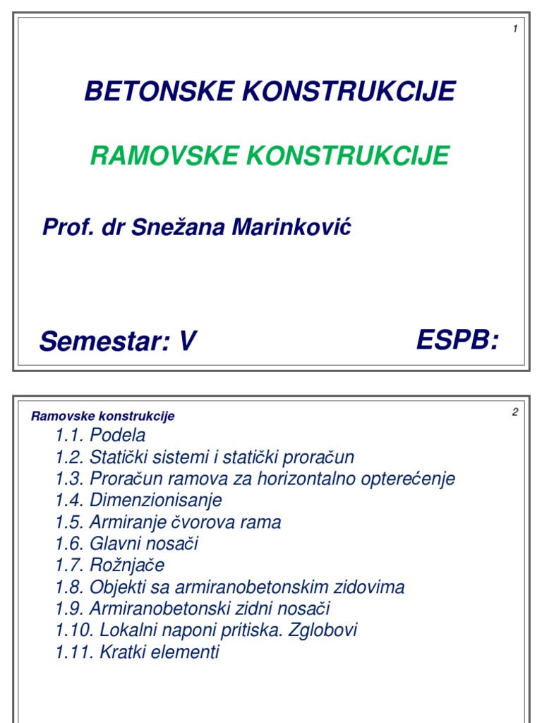 Predavanje 7 RAMOVSKE KONSTRUKCIJE PDF | PDF