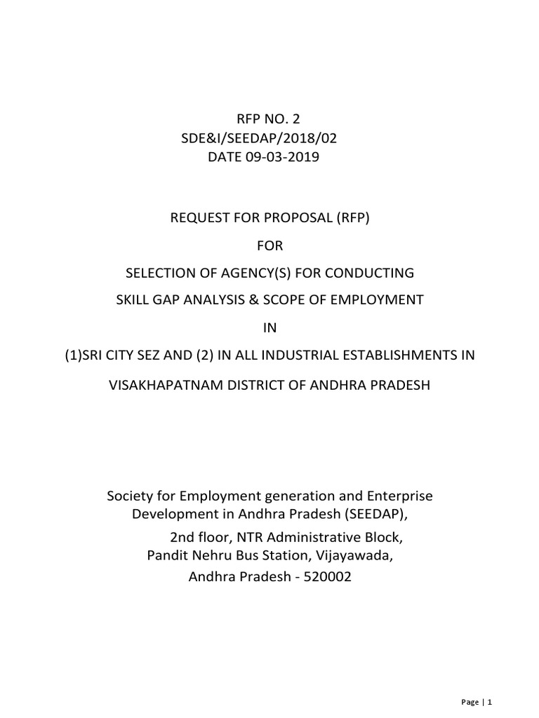 SEEDAP SkillGapStudy RFP2 | PDF | Request For Proposal | Employment
