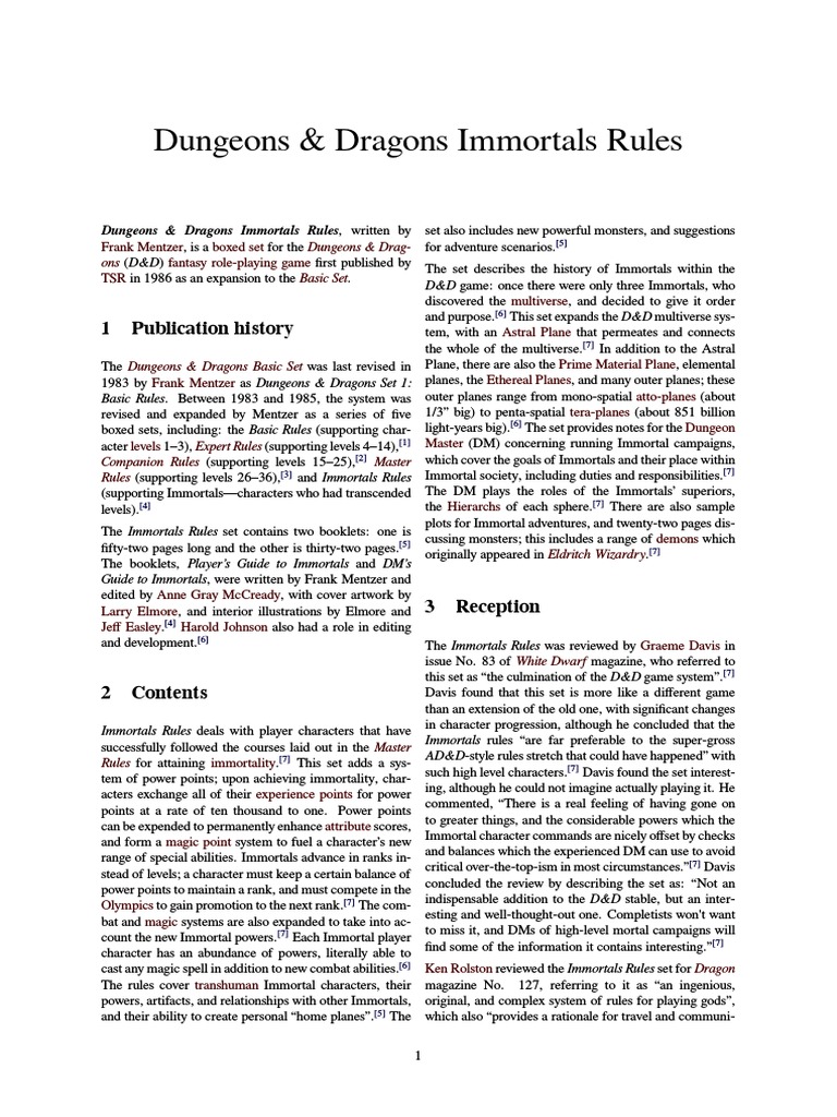 Dungeons Dragons Immortals Rules PDF | PDF | Tsr (Company) Games | D20 ...