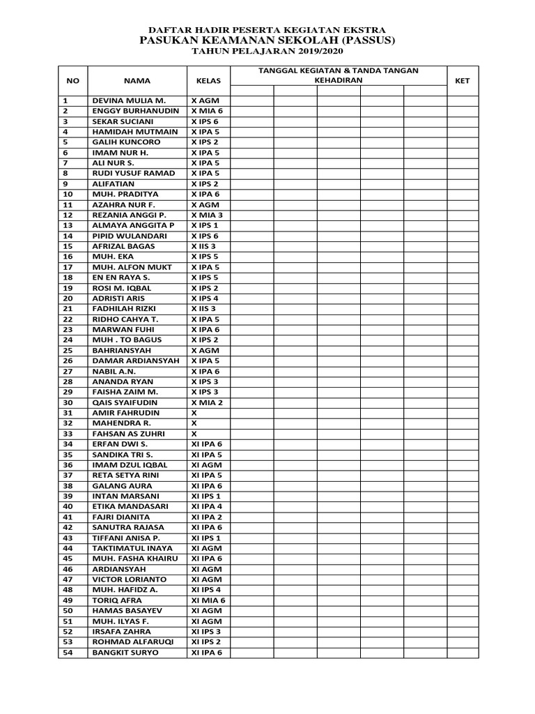 Contoh Absen Ekstra | PDF