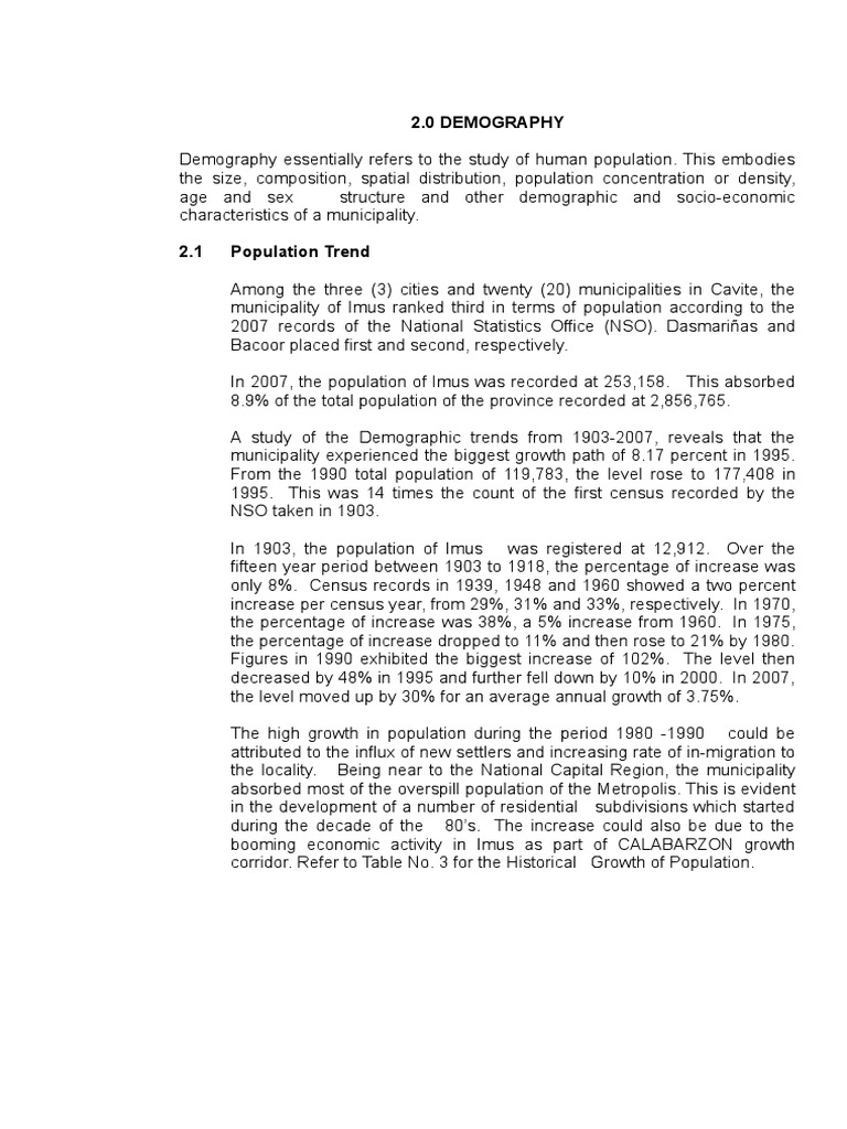 2.0 Demography | PDF | Workforce | Demography
