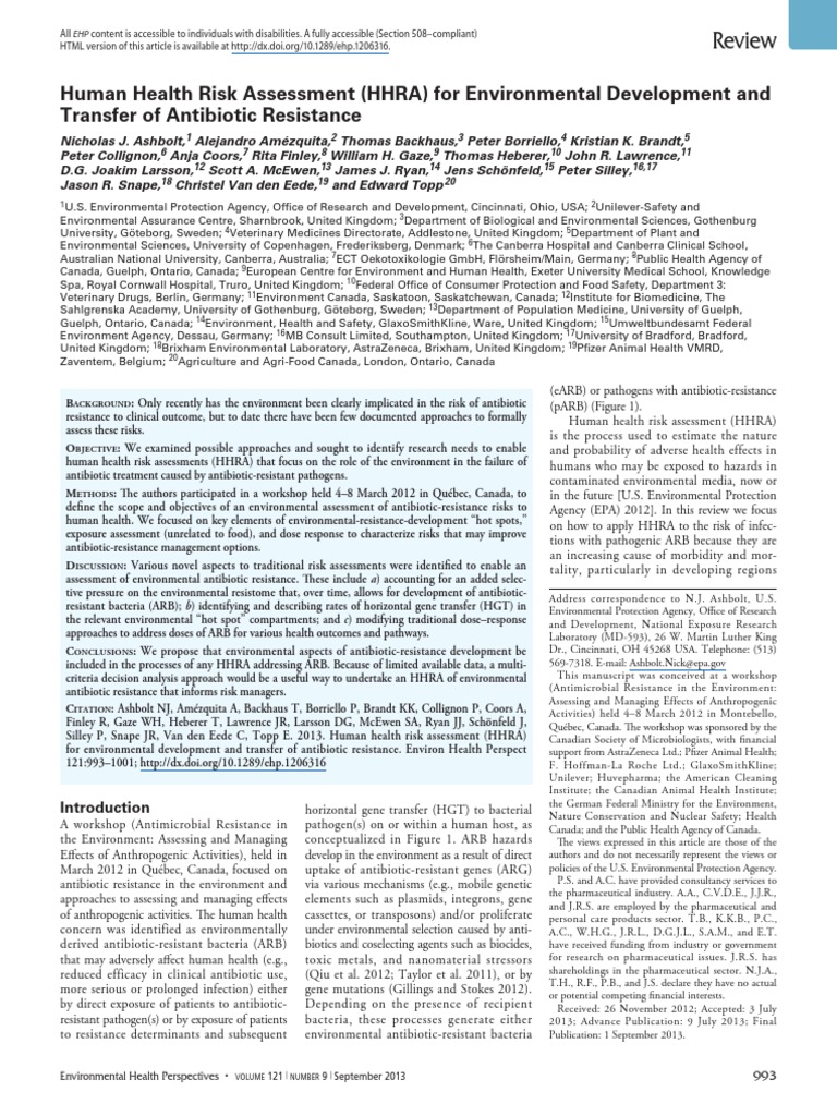 Human Health Risk Assessment (HHRA) For Environmental Development and ...