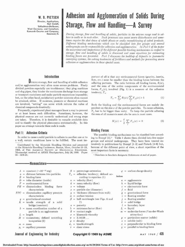 Adhesion and Agglomeration of Solids During | Download Free PDF | Adsorption | Adhesion