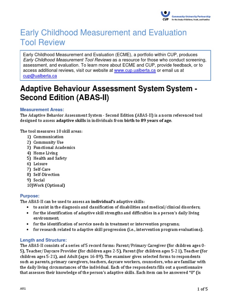 Abas II Jan 2012 | PDF | Validity (Statistics) | Intellectual Disability