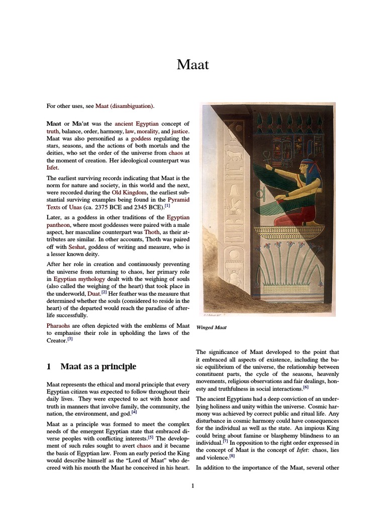 1 Maat As A Principle: Maat (Disambiguation) Ancient Egyptian Truth Law ...
