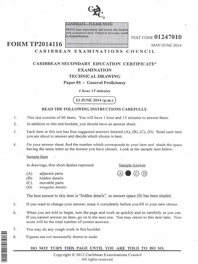CSEC Technical Drawing June 2014 P1 | PDF | Circle | Ellipse