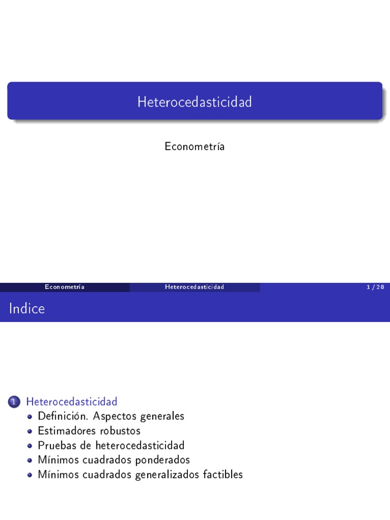 Heterocedasticidad | PDF | Econometría | Mínimos cuadrados