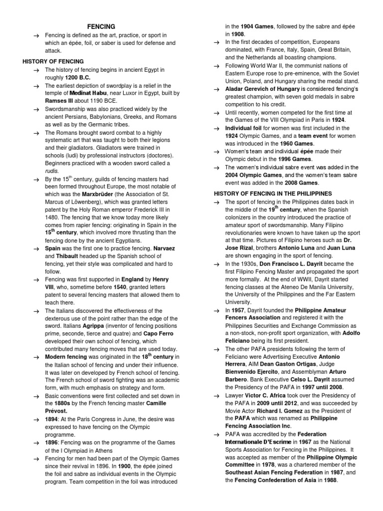 Fencing PDF | PDF | Fencing | Blade Weapons