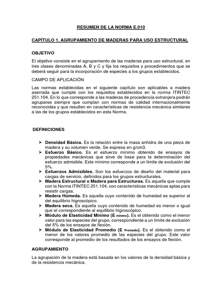 Norma e 010 | PDF | Madera | Esfuerzo cortante