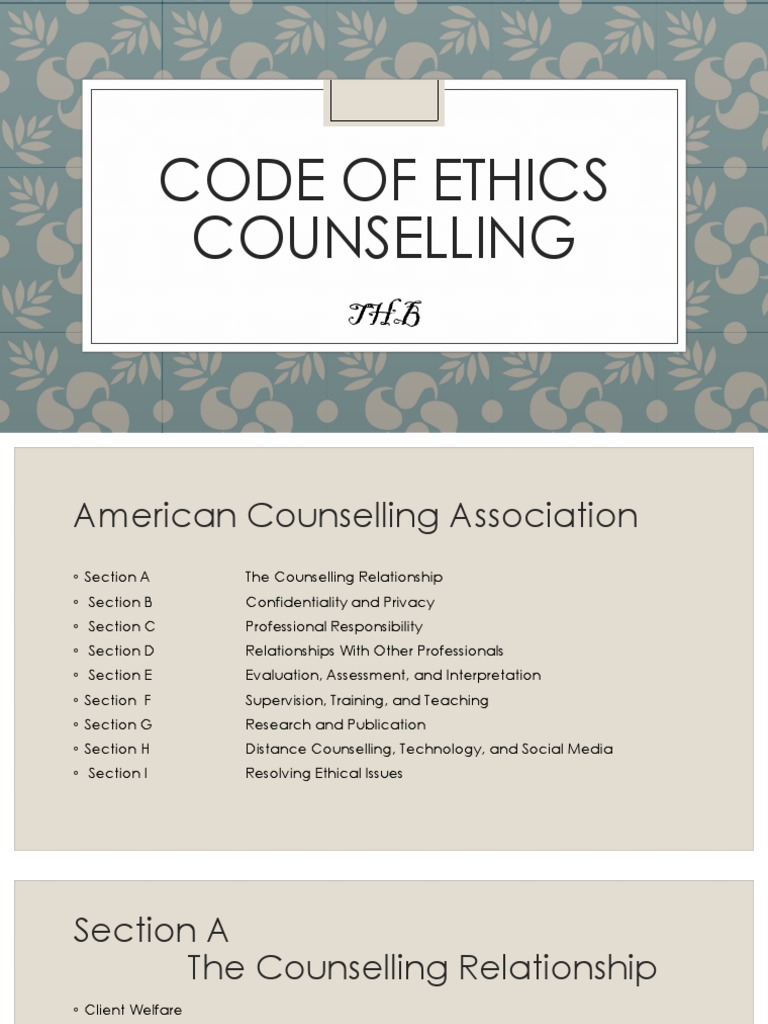 Code of Ethics Counselling | PDF