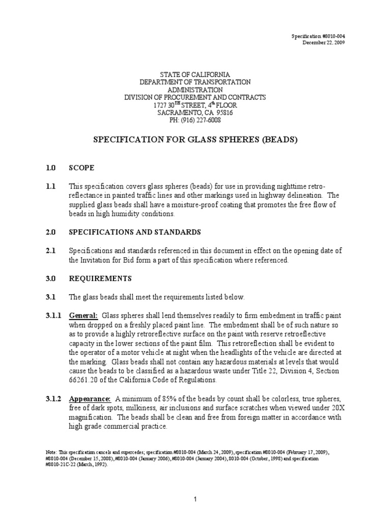 Specification For Glass Spheres (Beads) | PDF | Packaging And Labeling ...