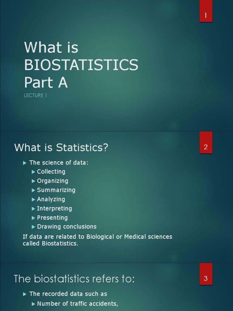 Lecture 1 | PDF | Biostatistics | Statistics
