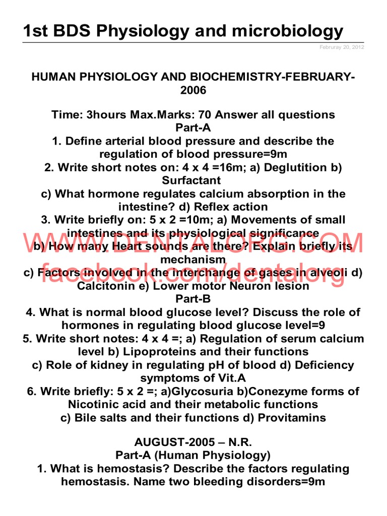 1st BDS Physiology and Microbiology PDF | PDF | Vitamin D | Vitamin C
