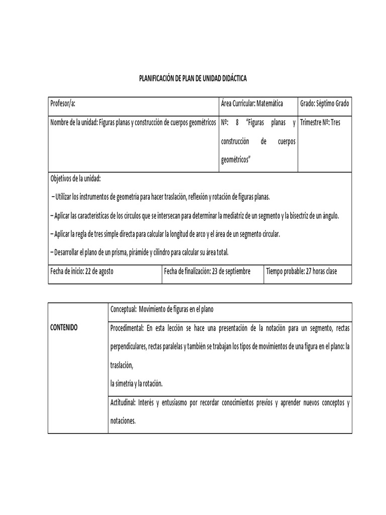 Plan de Unidad Figuras Planas | PDF | Perpendicular | Geometría