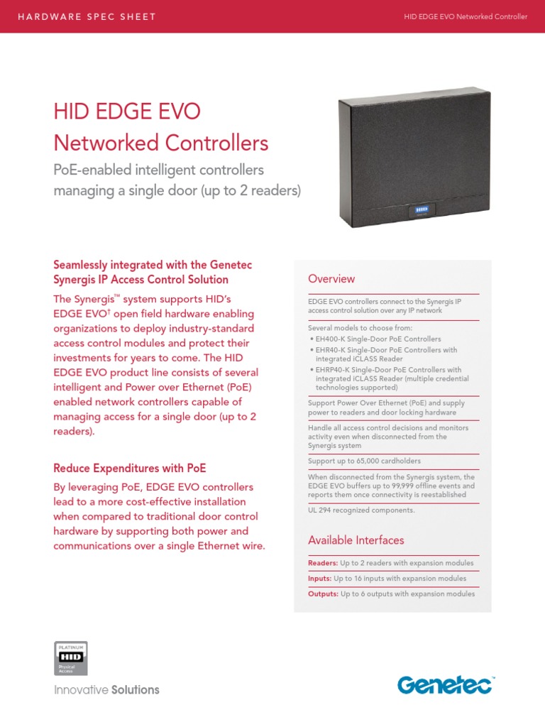 En Genetec HID Global EDGE EVO EH400K Specifications Sheet | PDF | Access Control | Electrical ...