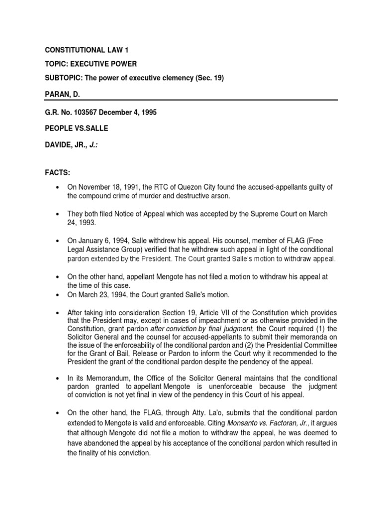 Executive Clemency Power | PDF | Pardon | President Of The Philippines