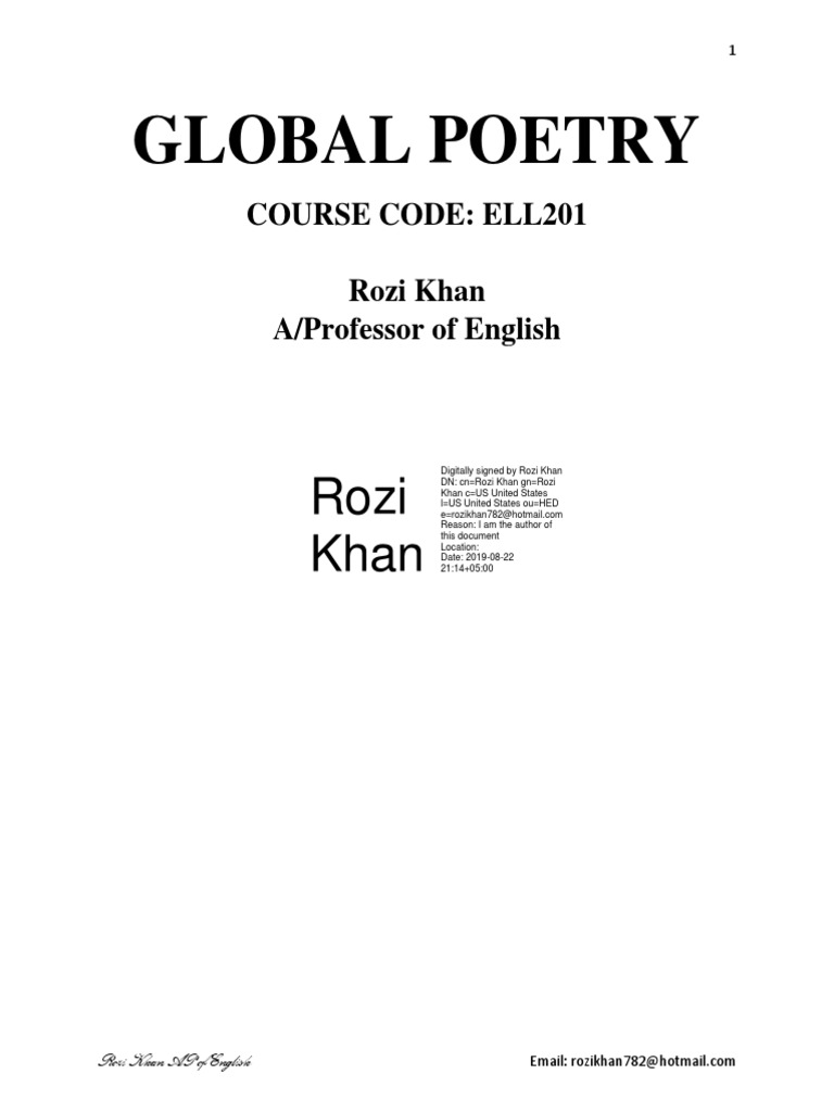 Global Poetry | PDF | Poetry