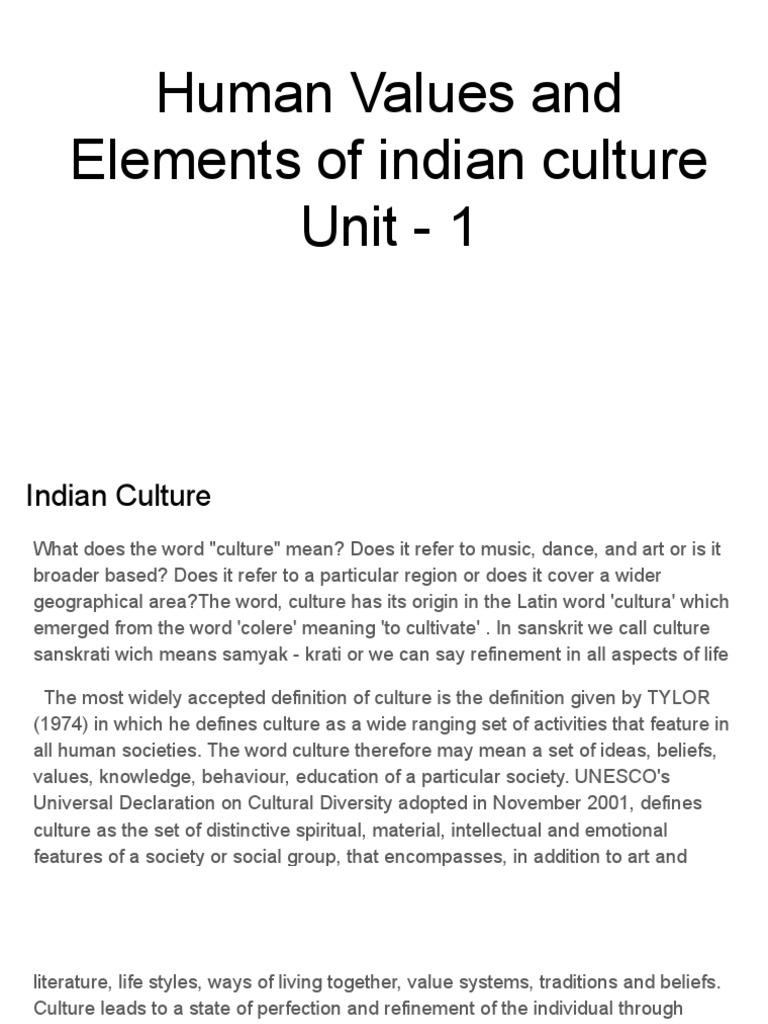 Human Values and Elements of Indian Culture Unit - 1 | PDF | Vedas ...
