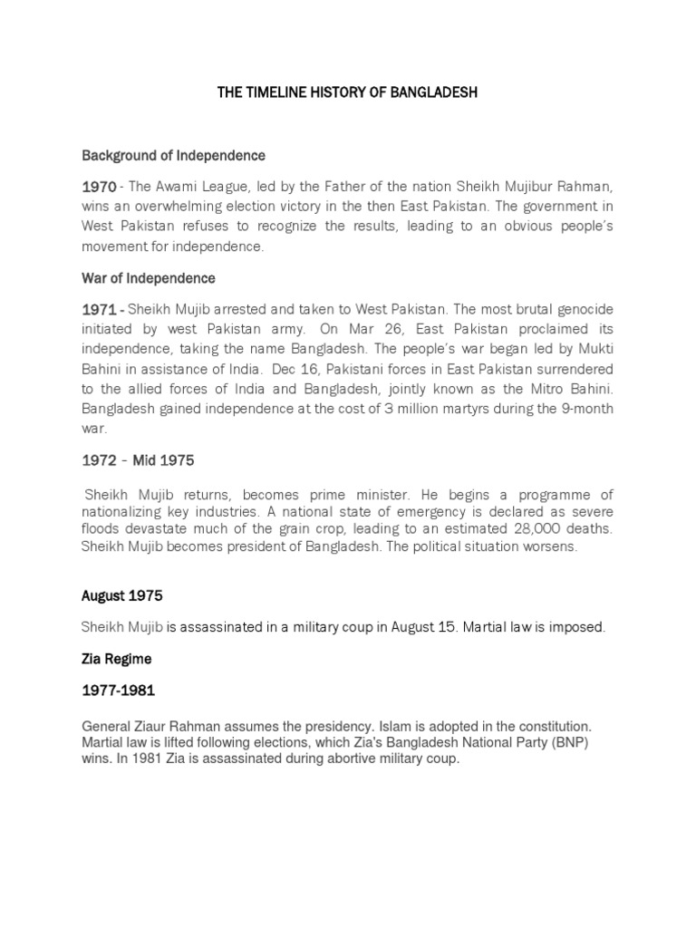 The Timeline History of Bangladesh | PDF | Bangladesh | South Asia