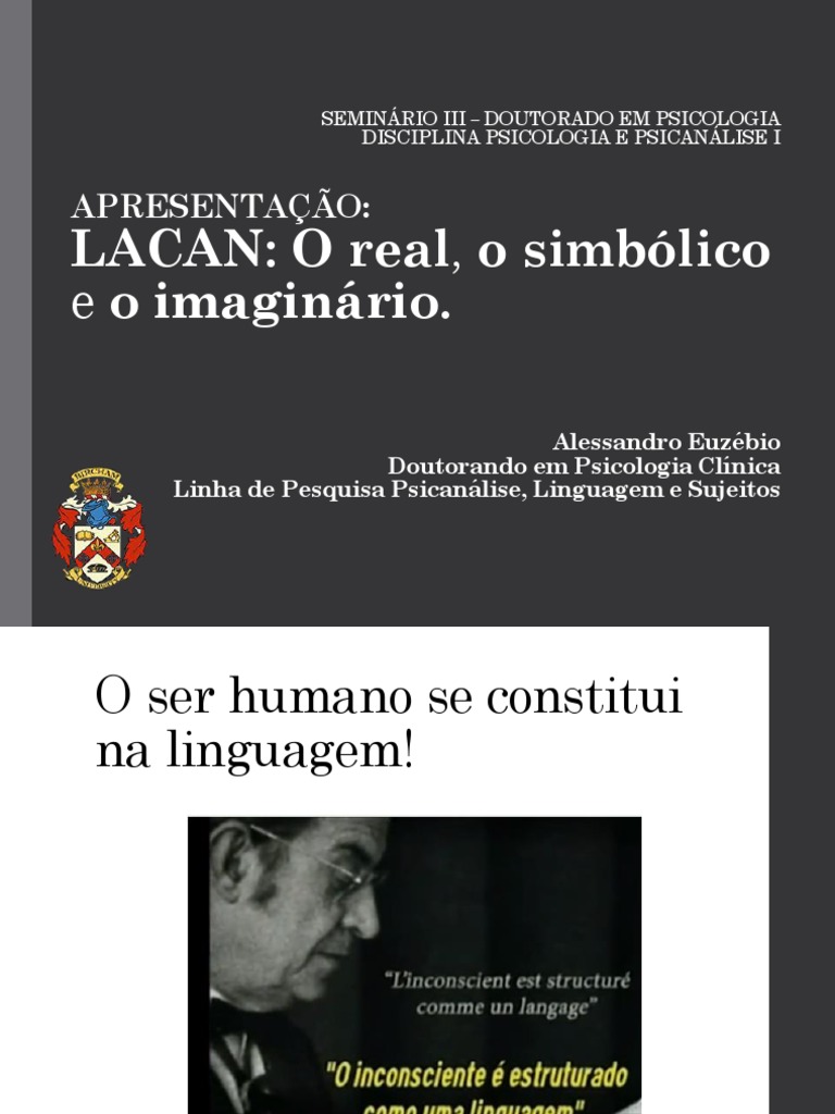 Lacan - Simbolico Real e Imaginario - TRABALHO | Download grátis PDF ...