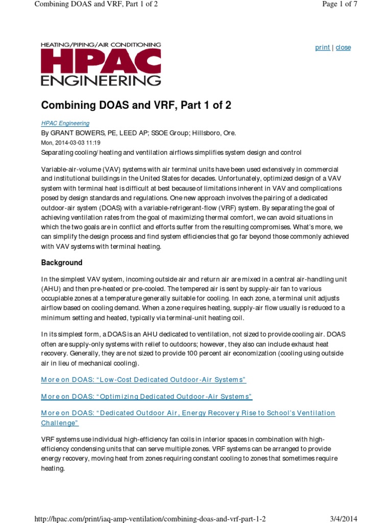 Combining DOAS and VRF, Part 1 of 2: HPAC Engineering | PDF ...