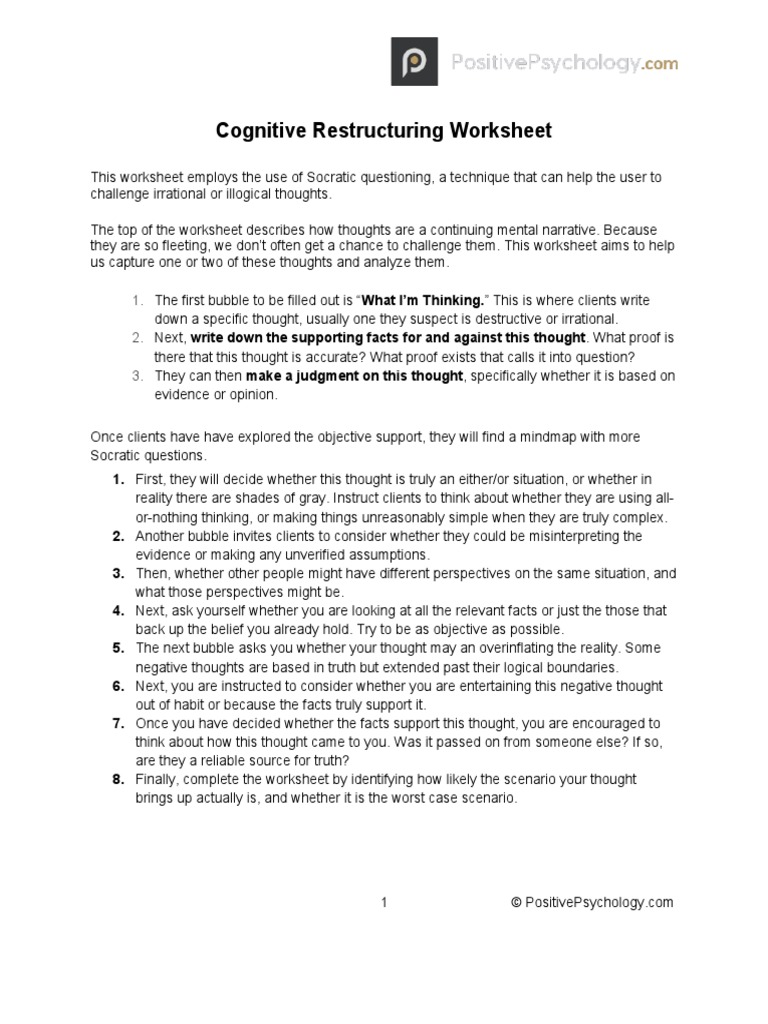 Worksheet - CBT | PDF | Thought | Truth