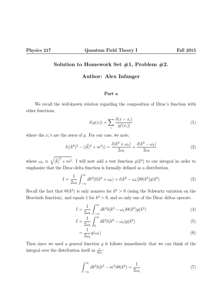 Solution To Homework Set #1, Problem #2. Author: Alex Infanger | PDF | Distribution (Mathematics ...