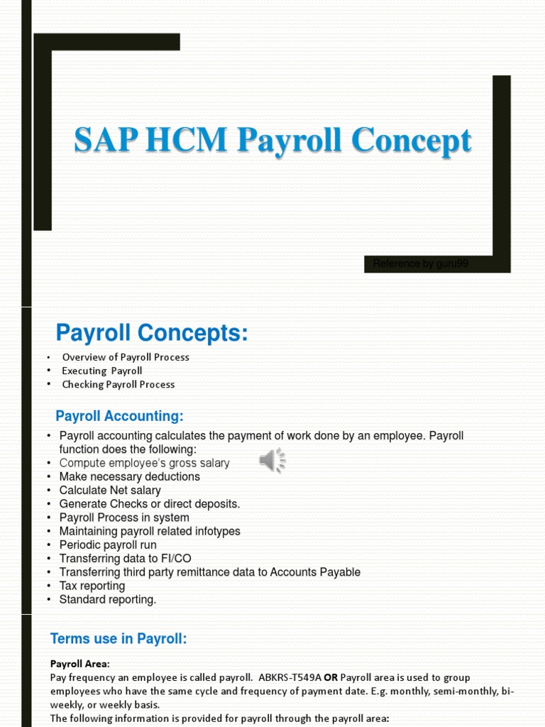 SAP HCM Payroll Concept: Reference by Guru99 | PDF | Payroll | Employment