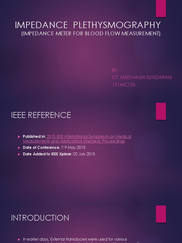 Impedance Plethysmography: (Impedance Meter For Blood Flow Measurement ...