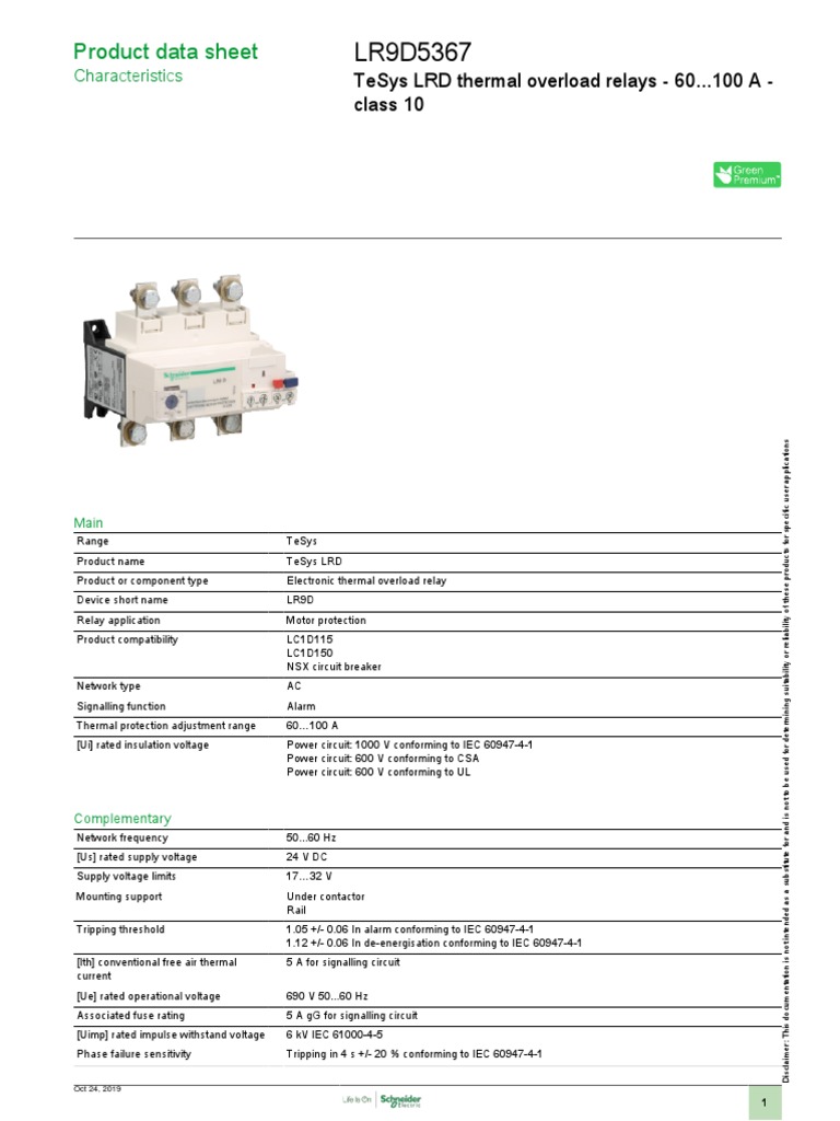 TeSys LRD thermal overload relays product data sheet | PDF | Relay ...