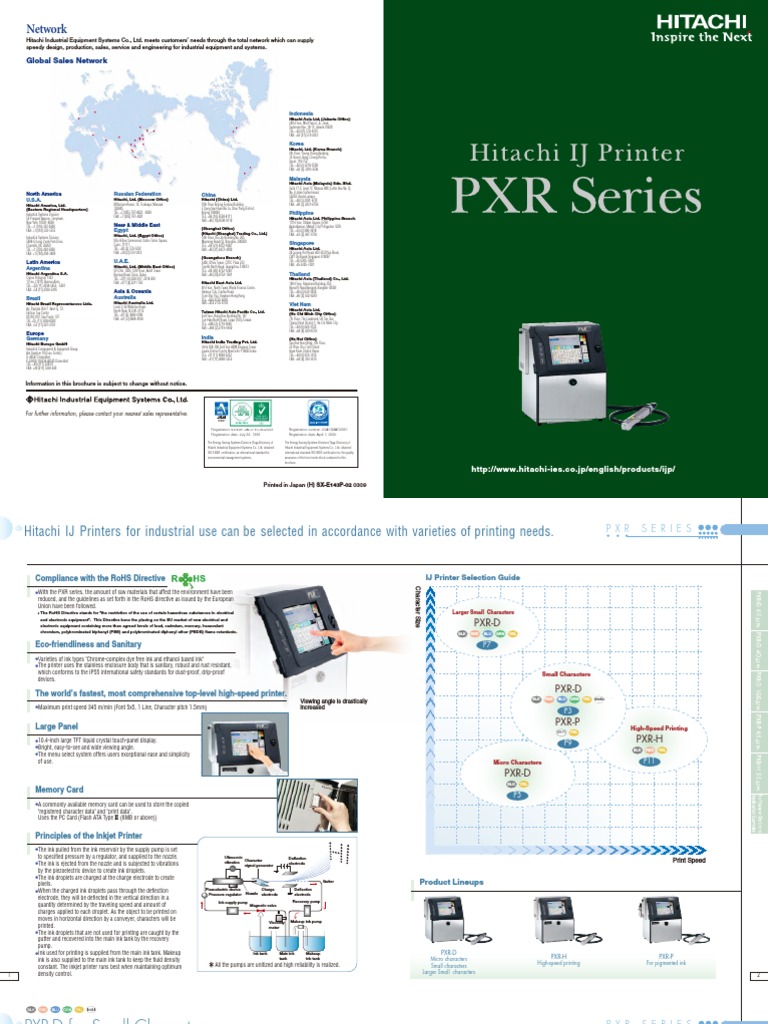 Hitachi PXR Series Inkjet Printers PDF | PDF | Printer (Computing) | Nature