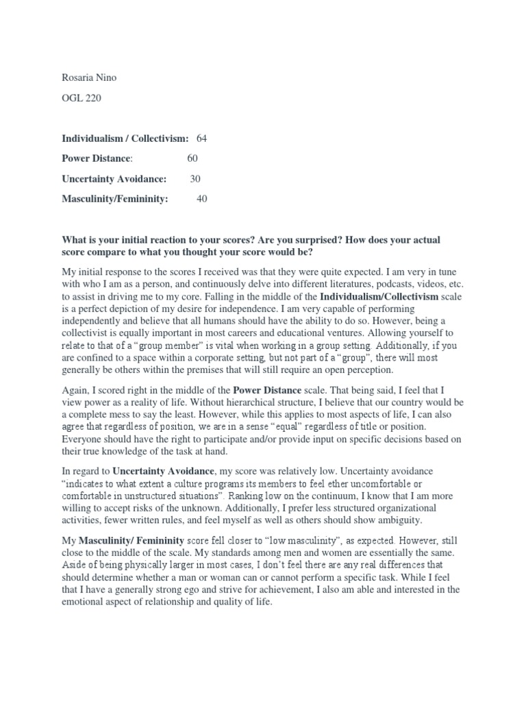 Individualism Worksheet | PDF | Masculinity | Collectivism