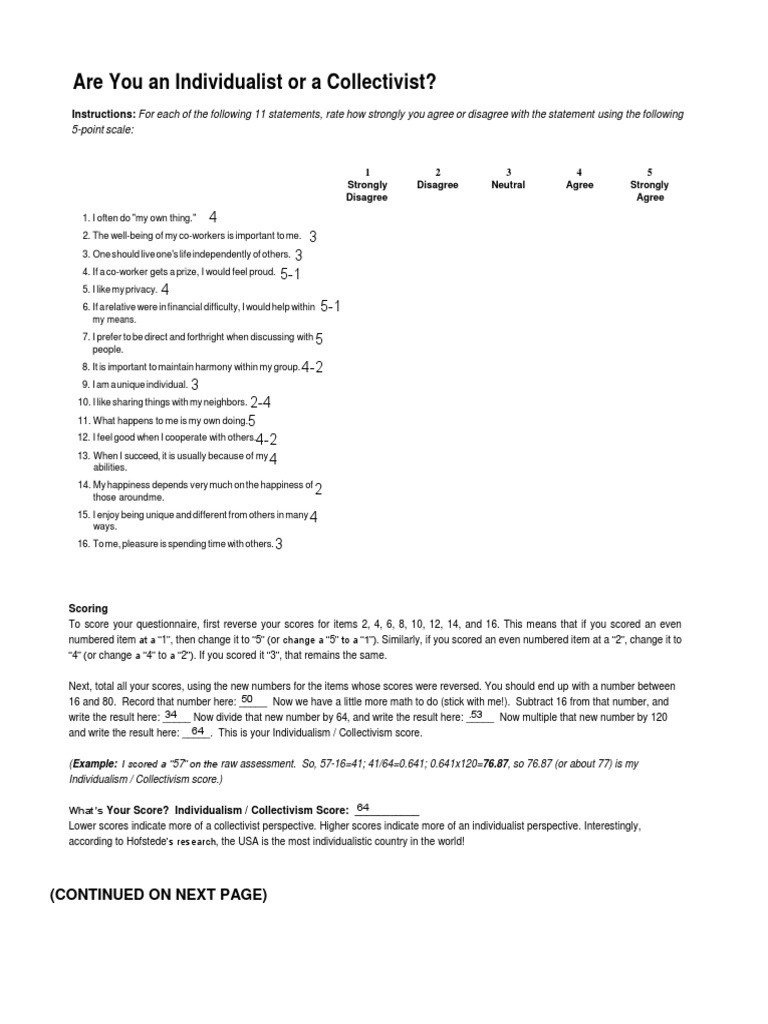 Cultural Dimensions Assessment | PDF | Collectivism | Individualism