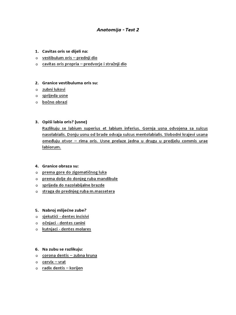 Anatomija - Test 21240286736 | PDF