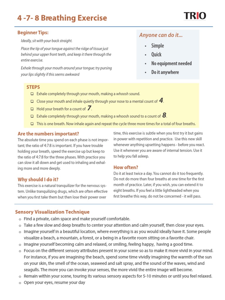 Stress Management Techniques | PDF | Relaxation (Psychology) | Breathing