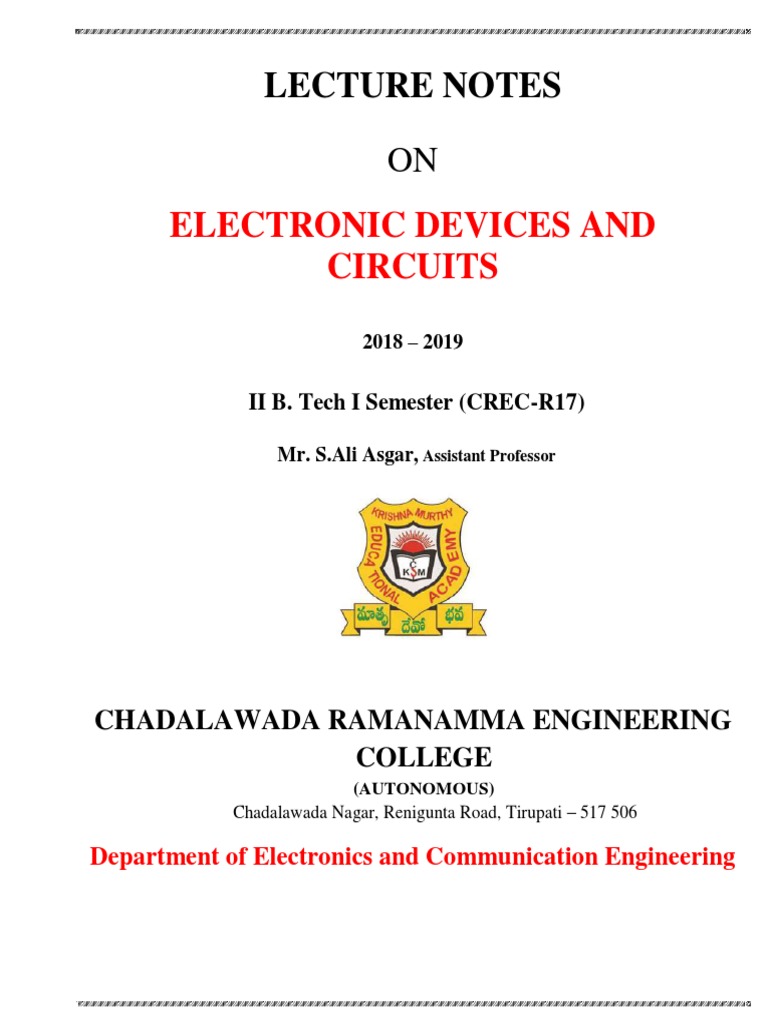 Electronic Devices and Circuits | PDF | P–N Junction | Semiconductors
