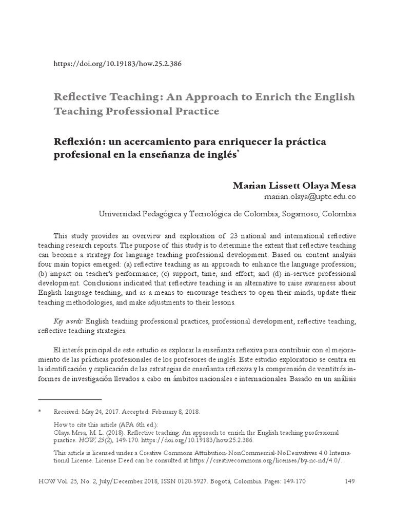 16 - Reflective - English Teaching | PDF | Language Education ...