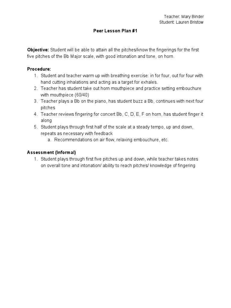 Peer Lesson Plan Pdf