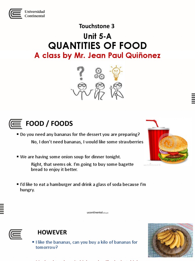 Quantities of Food | PDF | Noun | Lunch