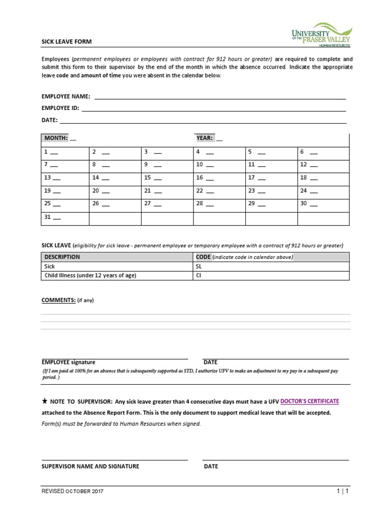 Sick Leave Form | PDF