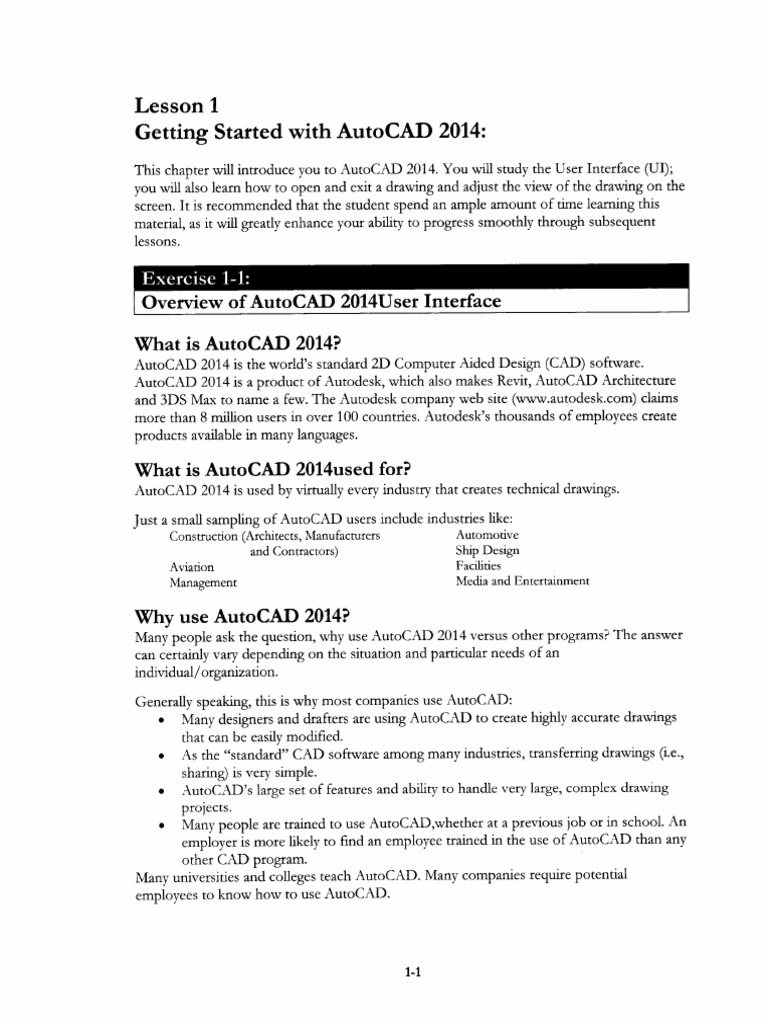 Lesson 1 - Autocad User Interface | PDF | Auto Cad | Computer Aided Design