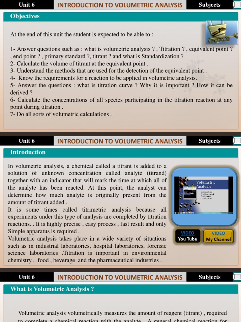 Volumetric Analysis Basics | PDF | Titration | Chemistry